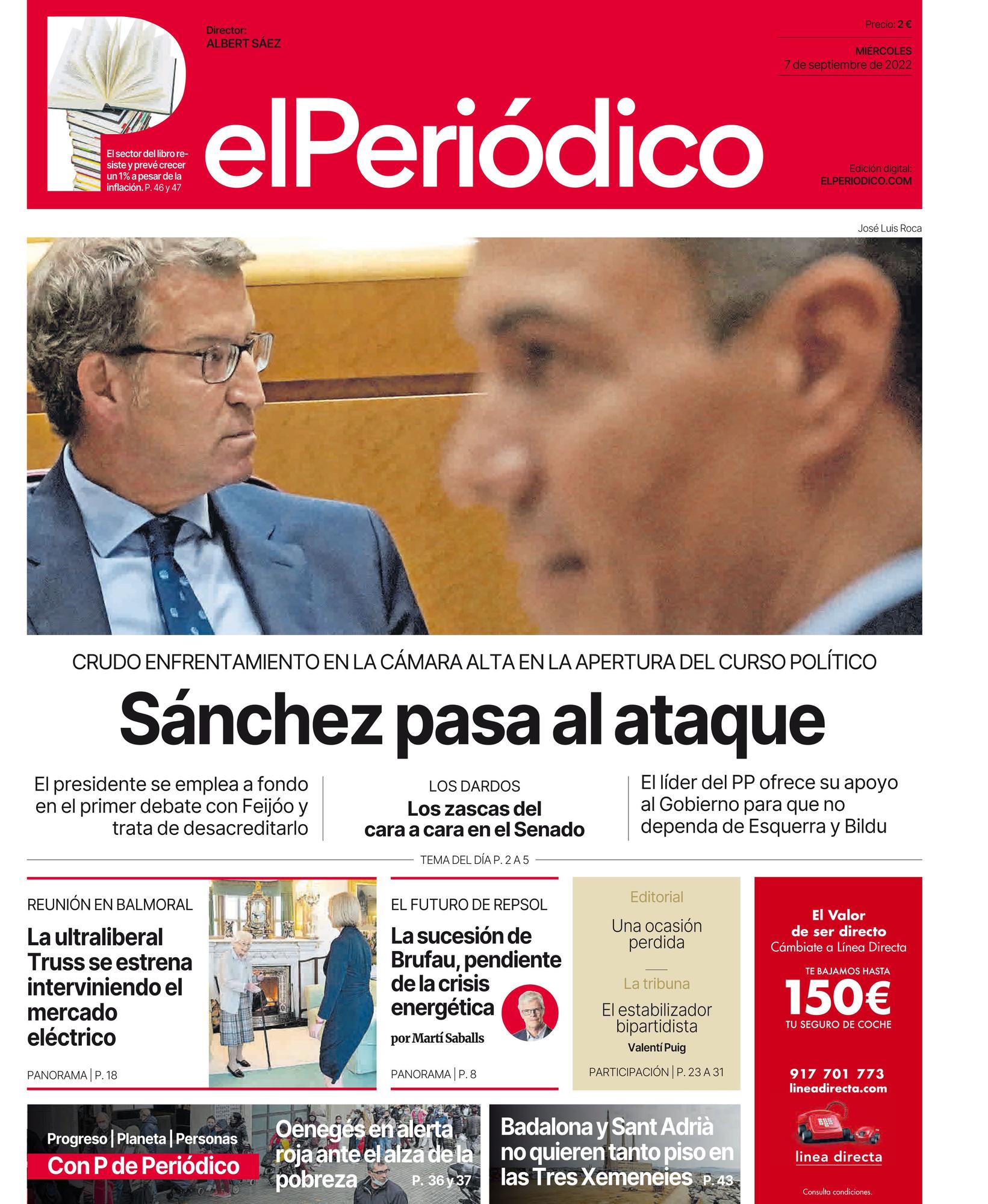 La portada de EL PERIÓDICO del 7 de septiembre de 2022