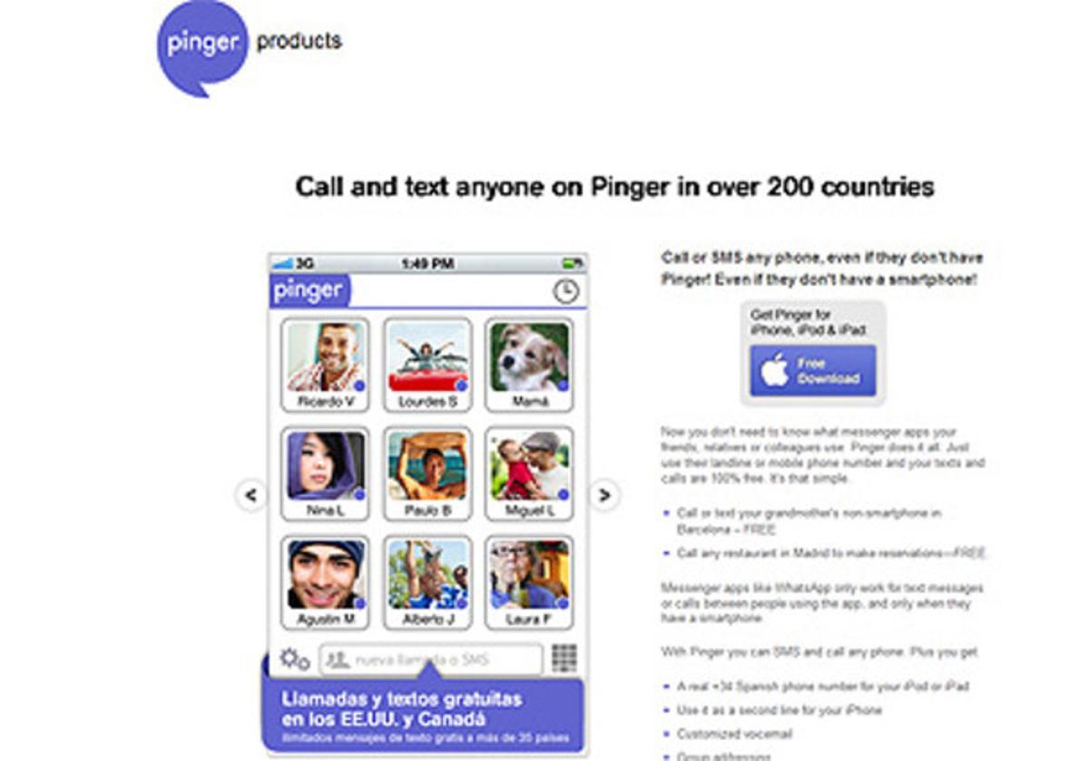 Pinger lanza una app para llamar gratis desde el móvil