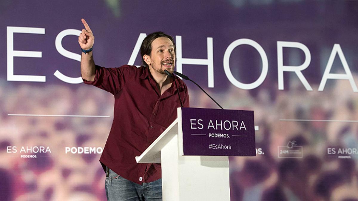 El líder de Podemos, Pablo Iglesias, durante su intervención este ...