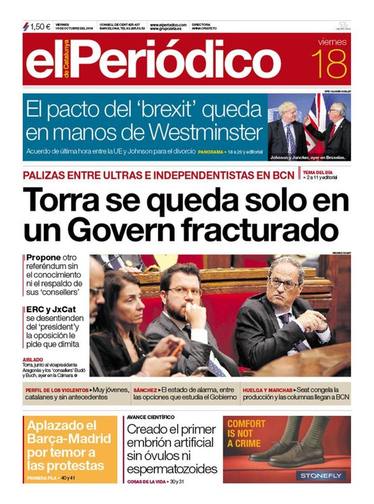 La Portada De El Peridico Del 19 De Octubre Del 2019