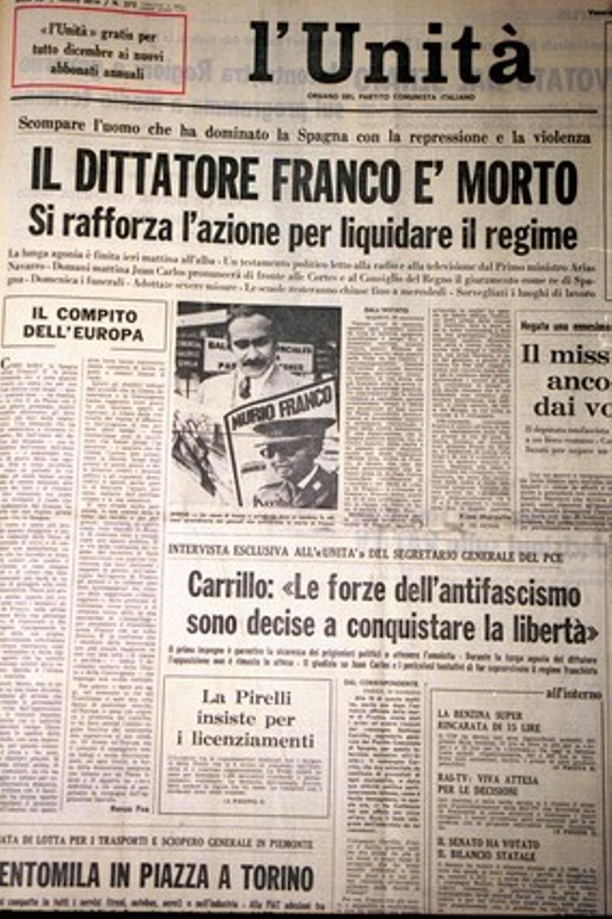 Cierra 'L'Unità', el histórico diario del Partido Comunista Italiano