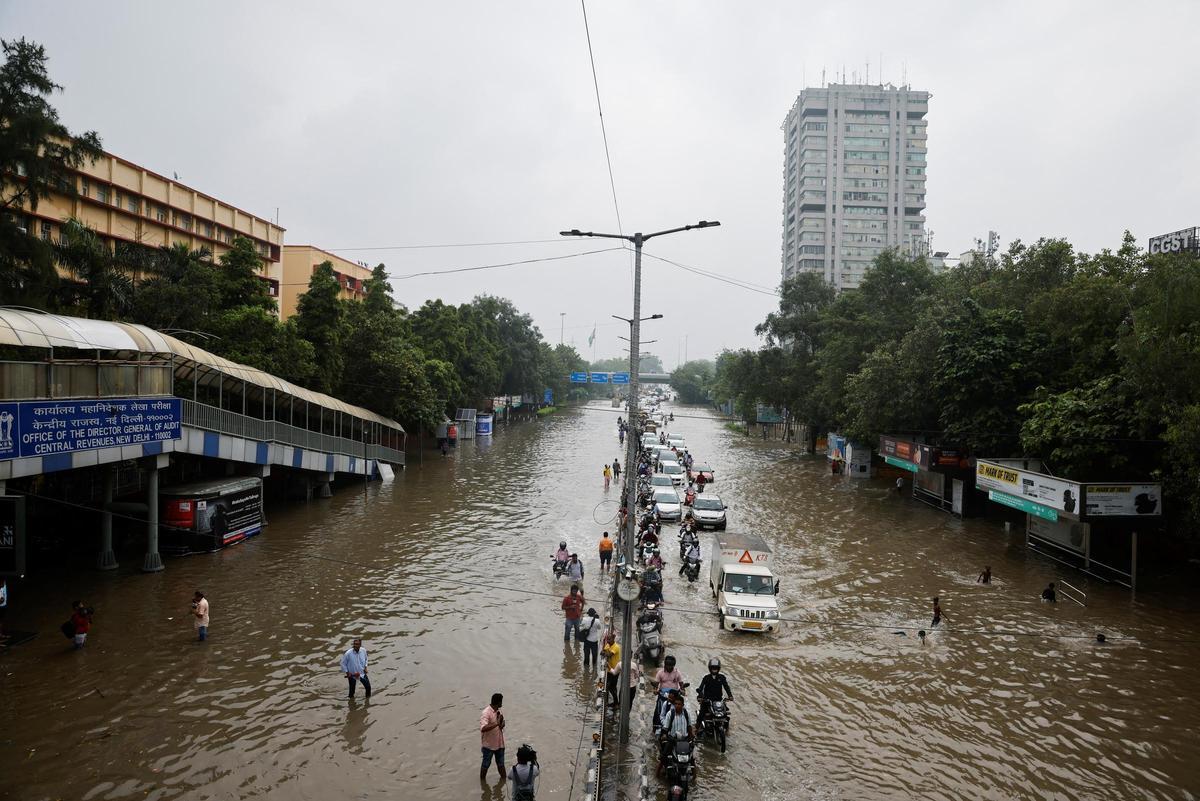 El río Yamuna se ha desbordado debido a las lluvias monzónicas en Nueva ...