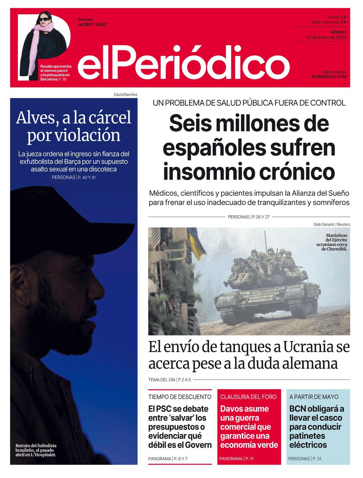 La portada de EL PERIÓDICO del 21 de enero de 2023