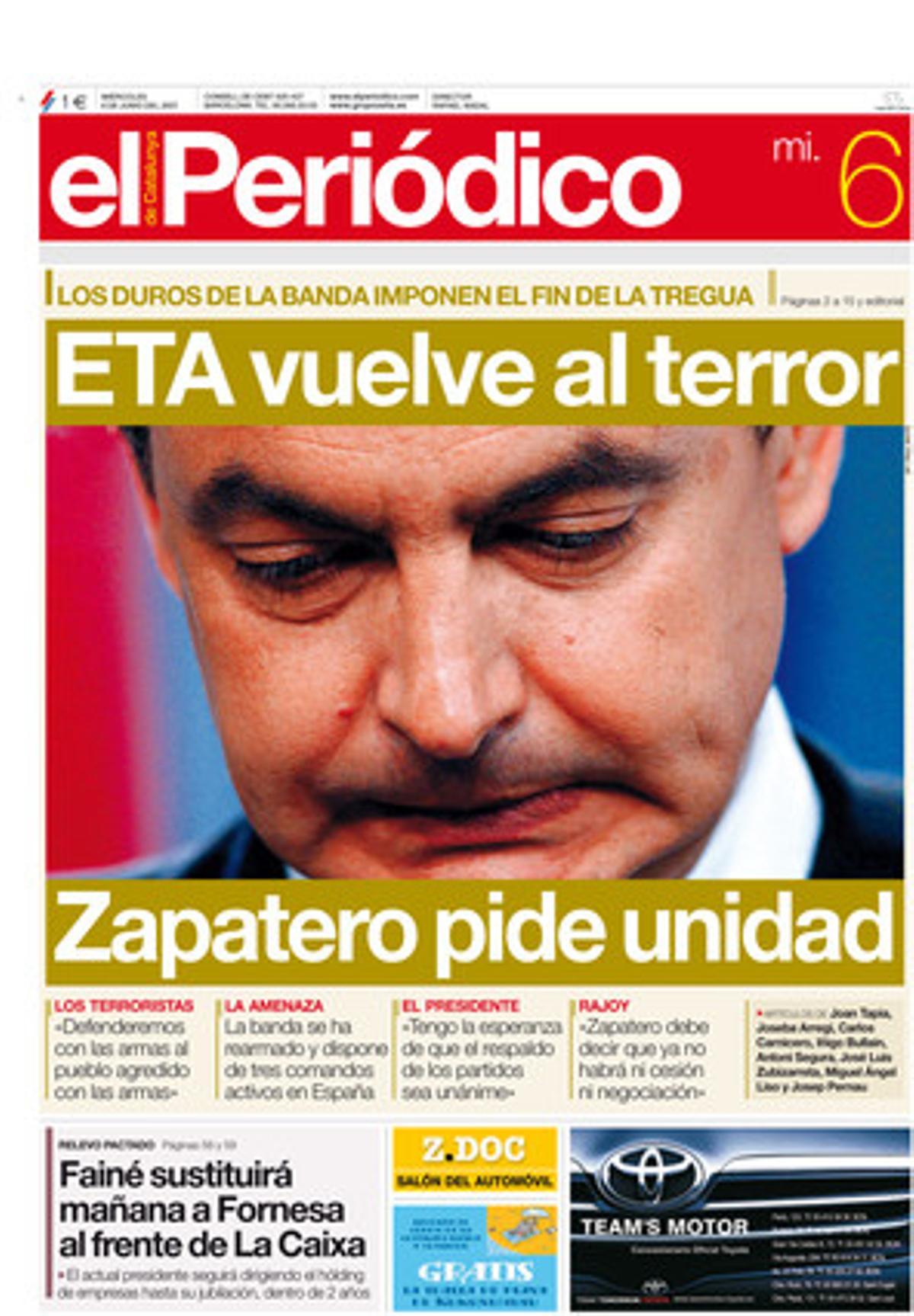 La historia de ETA, en portadas de EL PERIÓDICO (y II)