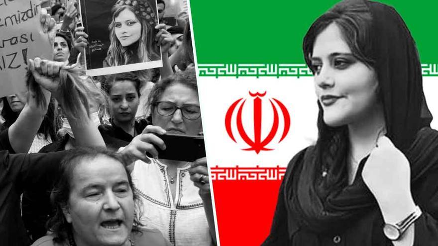 Mujeres iranís queman su velo en las protestas