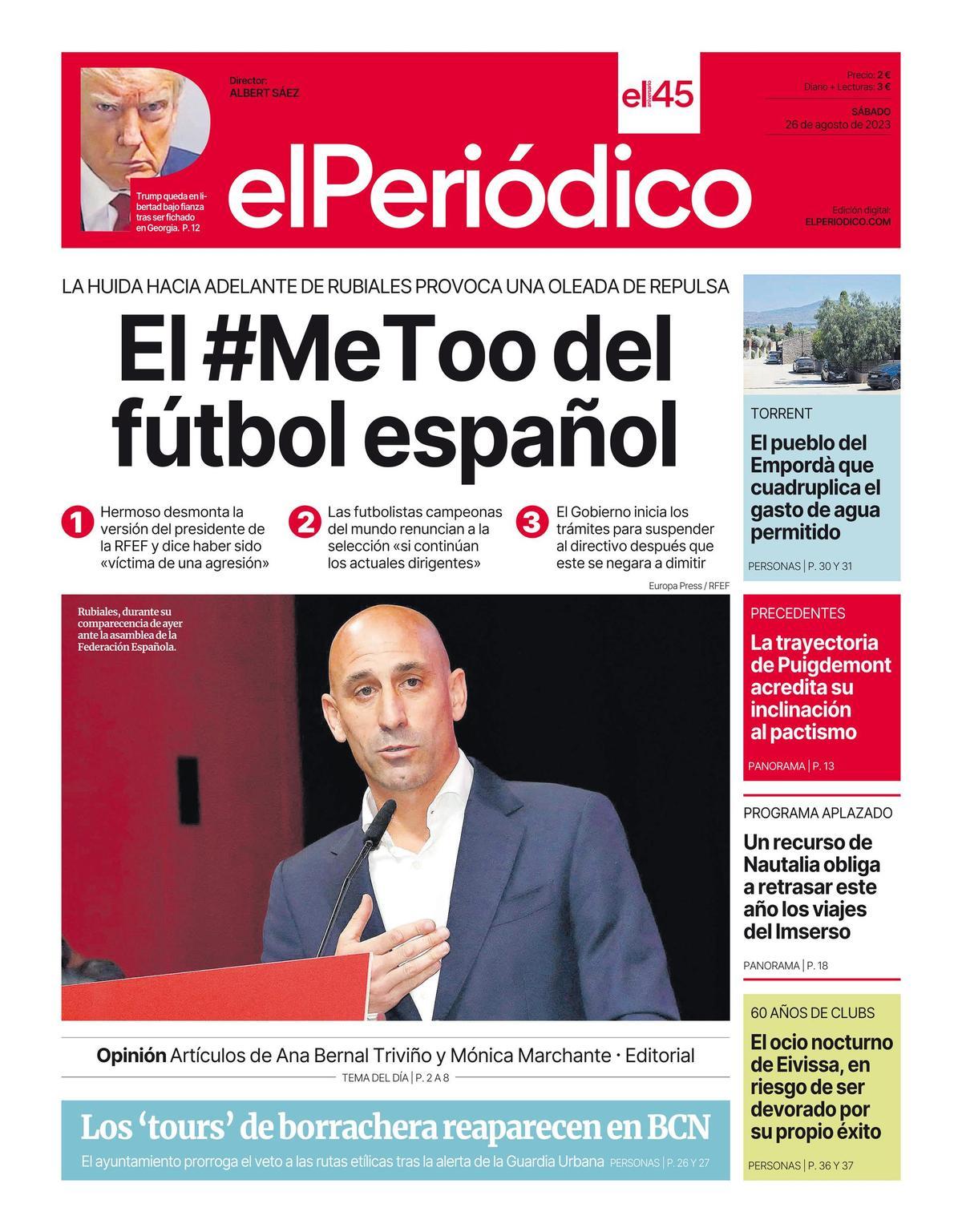La portada de EL PERIÓDICO del 26 de agosto de 2023